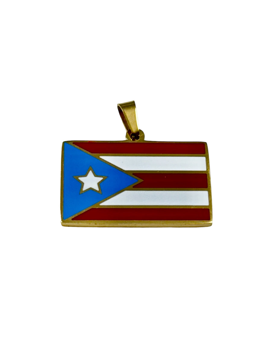 Bandera de P.R. Rectangular Multi en Dorado – Bisuteria Moderna PR