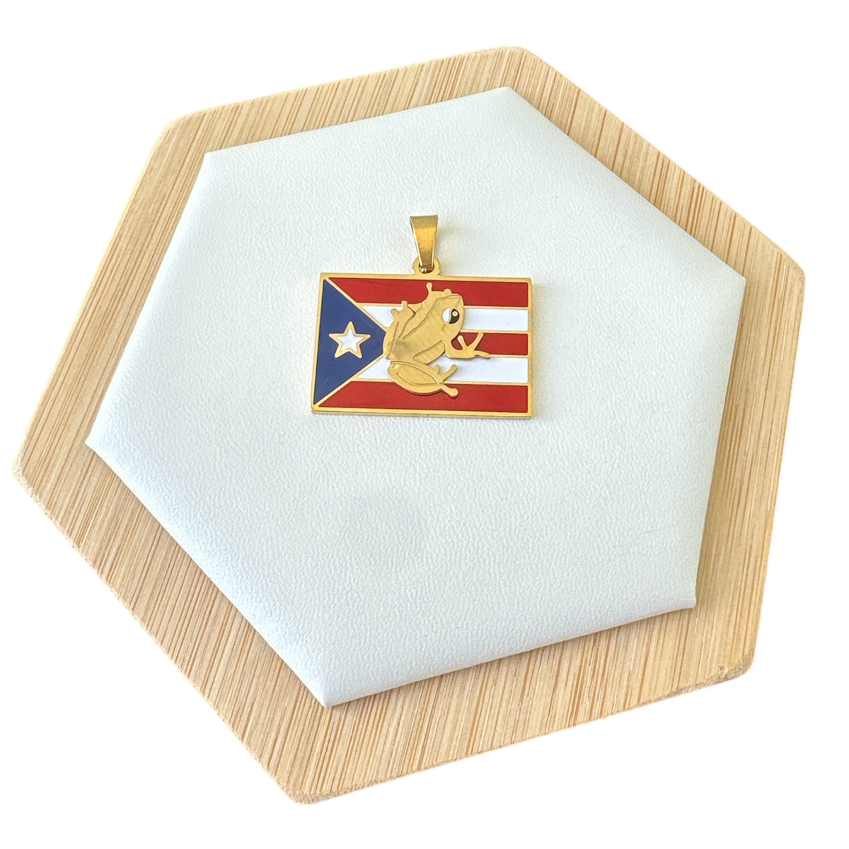 Collar Bandera Coqui Taino Dorado – Bisuteria Moderna PR