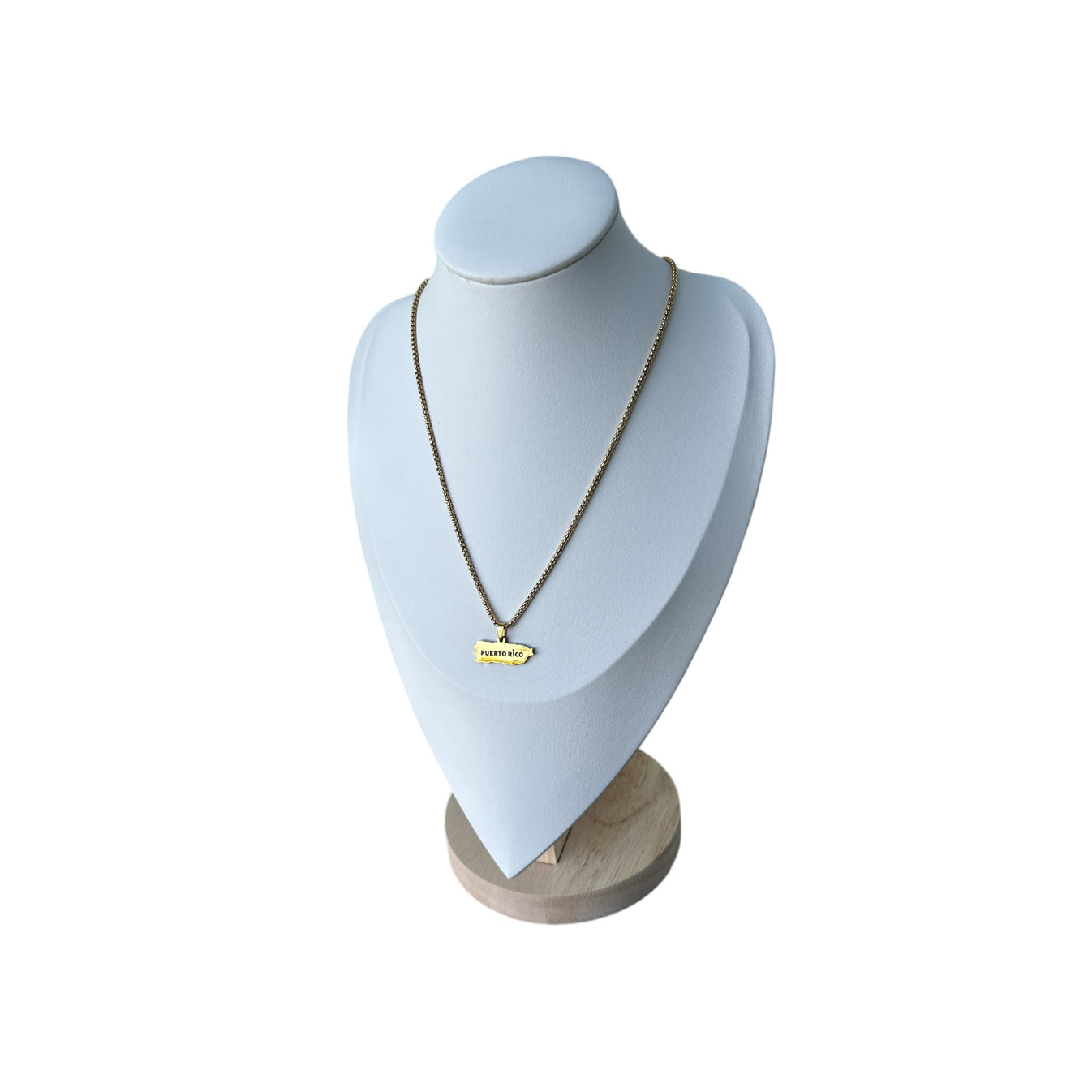 Collar Mapa de PR con Nombre en Dorado – Bisuteria Moderna PR