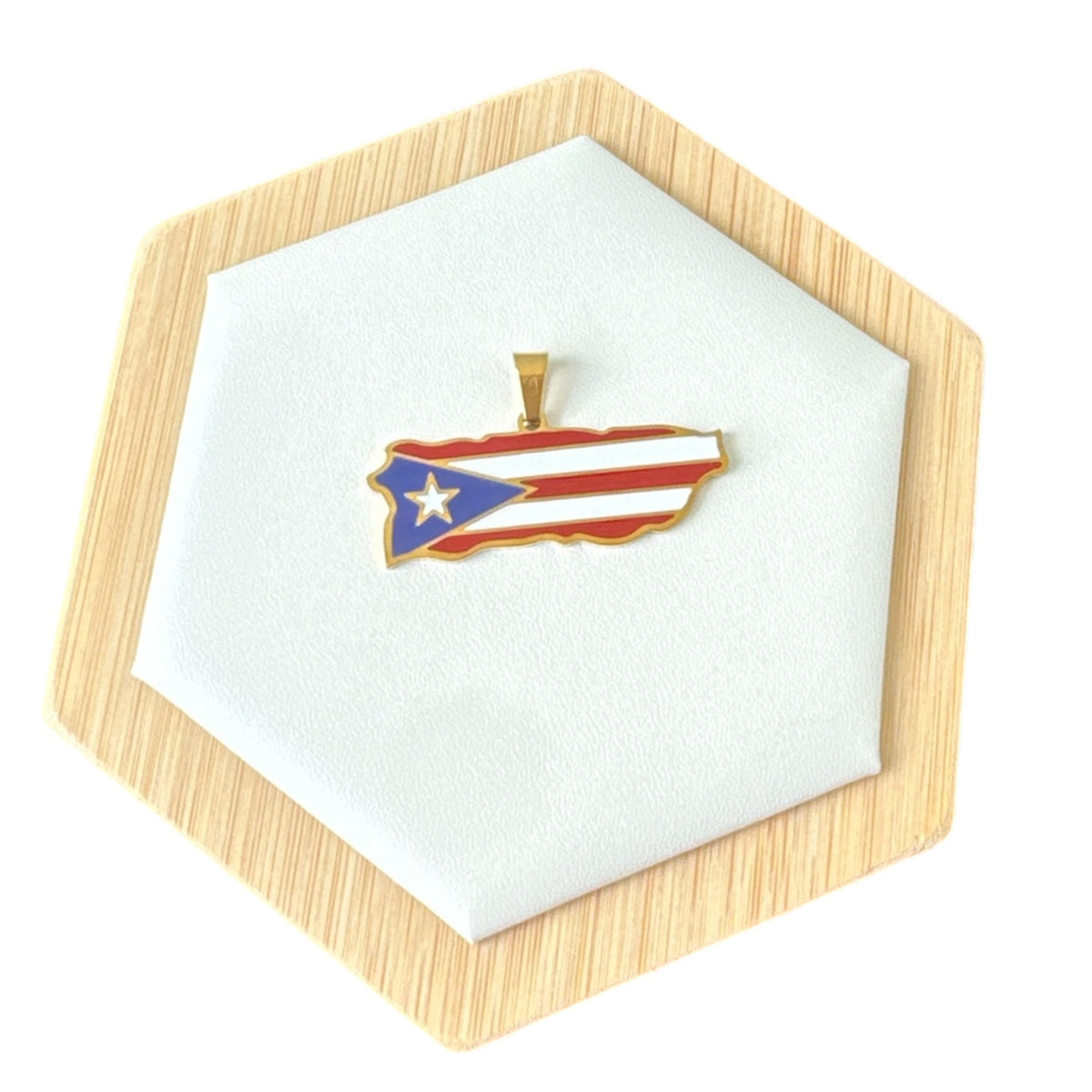 Collar Mapa de Puerto Rico Grande Dorado – Bisuteria Moderna PR
